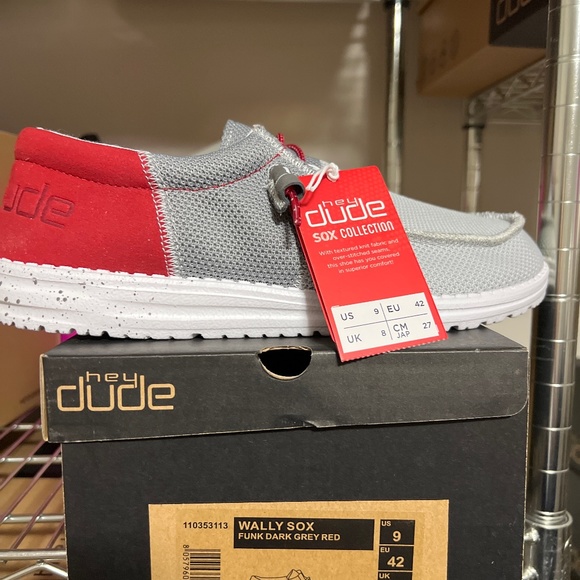 Hey Dude | Shoes | Hey Dude Wally Funk Dark Grey Red | Poshmark